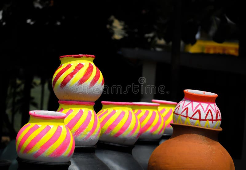 Colorful Pots in Market stock photo. Image of ceramic - 98368908