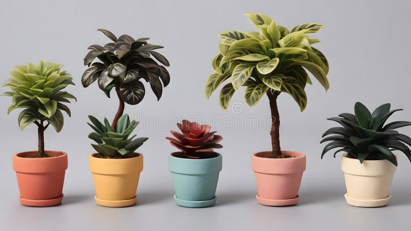 Colorful Potted Plants Home Decor Artificial Green Plants Set for ...