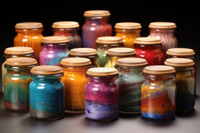 Colorful Pottery Glazes in Small Glass Containers Stock Illustration ...