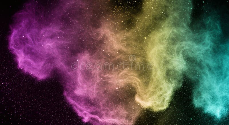 Colorful Powder Cloud Exploding in Black Background with Glitter Effect ...