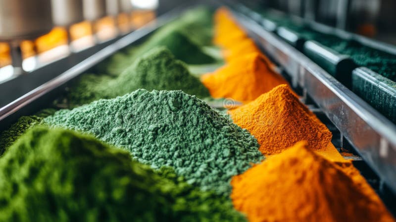 Colorful Powder Conveyor Belt Production Line Stock Illustration ...