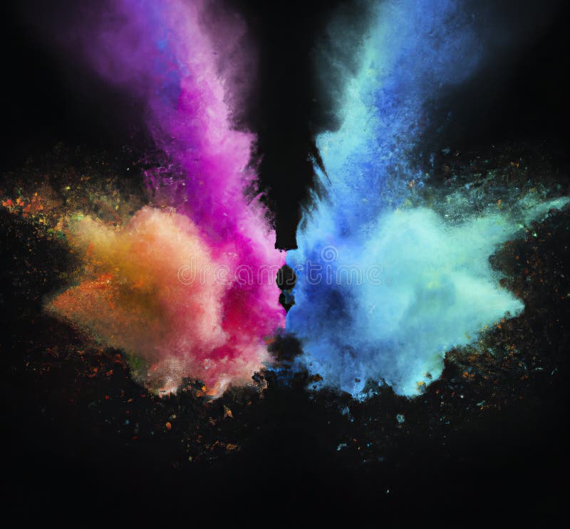 Colorful Powder Double Explosion Stock Image - Image of background ...