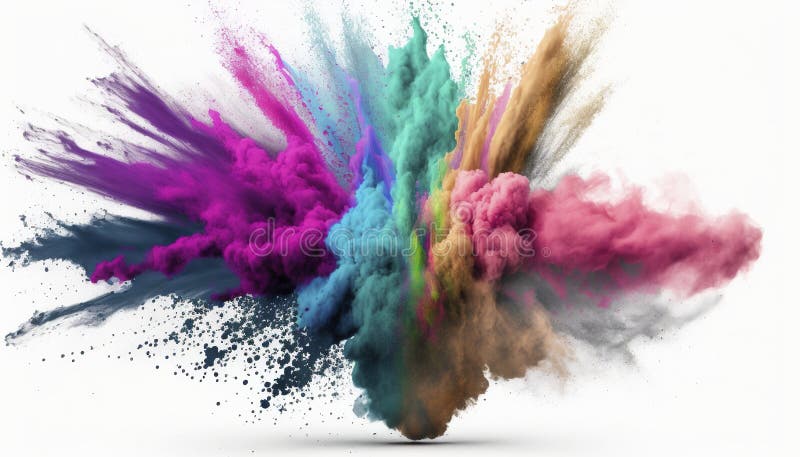 Colorful Powder Explode Isolated on White Background Stock Illustration ...