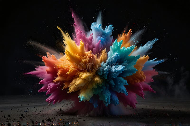 Colorful Powder Exploding on Black Background Creating Abstract Shapes ...