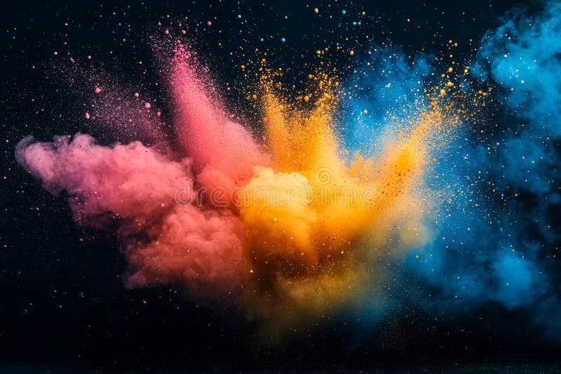 Colorful Powder Exploding on Black Background, Creating a Vibrant Cloud ...