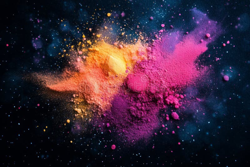 Colorful Powder Exploding on Black Background, Creating a Vibrant Cloud ...