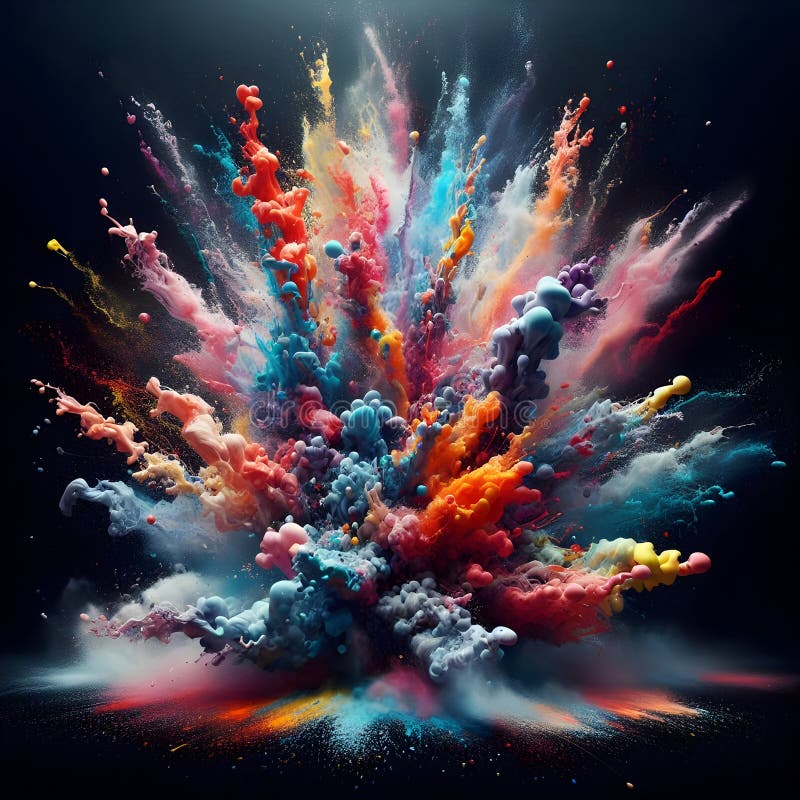 Colorful Powder Exploding Creating a Vibrant Spectrum of Colors Stock ...