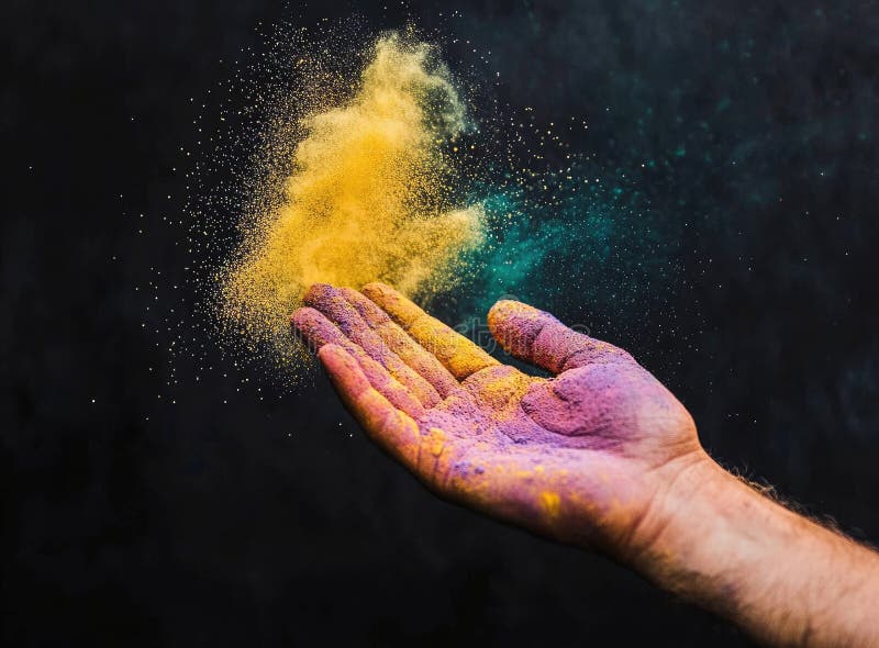 Colorful Powder Exploding on Hand Holi Festival Stock Illustration ...