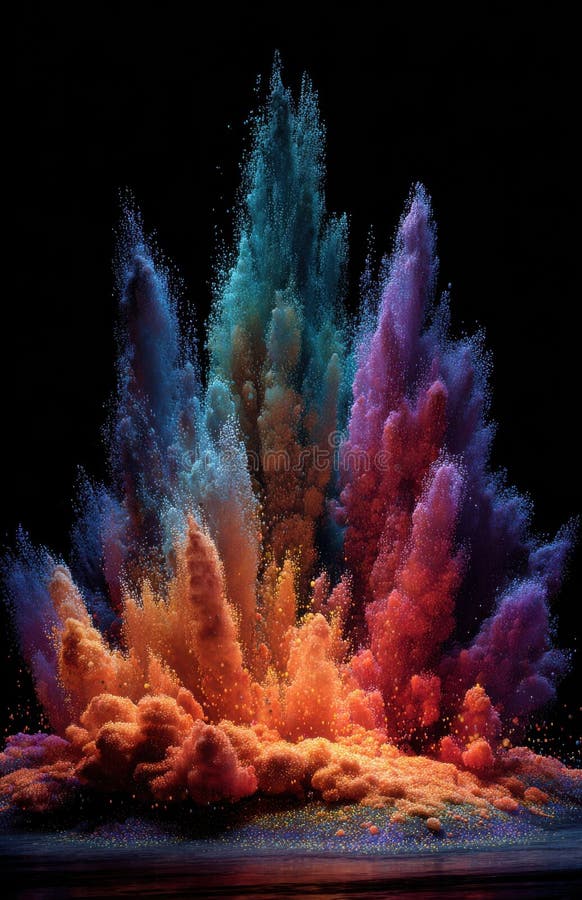 Colorful Powder Exploding Upwards Creating a Stunning Visual Spectacle ...