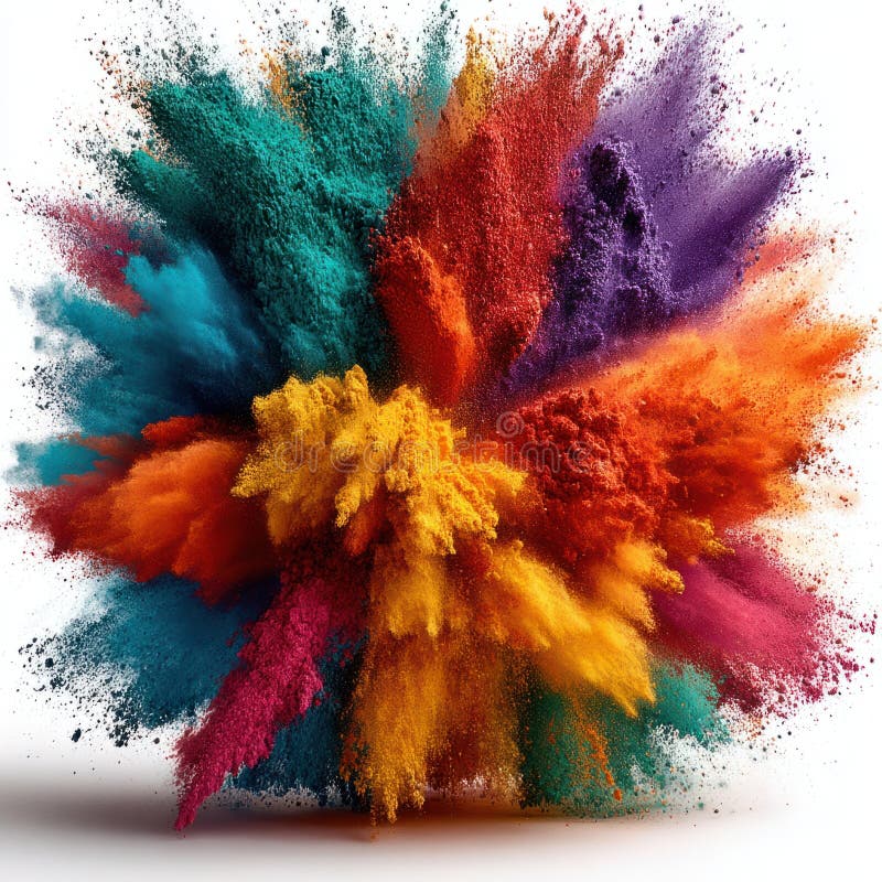Colorful Powder Exploding on a White Background Creating a Vibrant ...