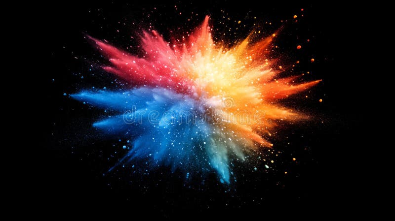 Colorful Powder Explosion Against Black Background Stock Illustration ...