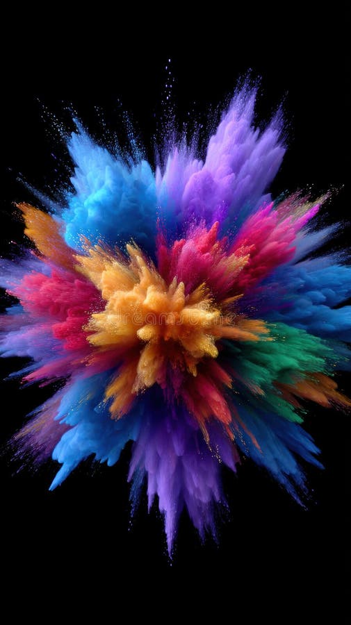 Colorful Powder Explosion on a Black Backdrop, Abstract Paint Burst ...