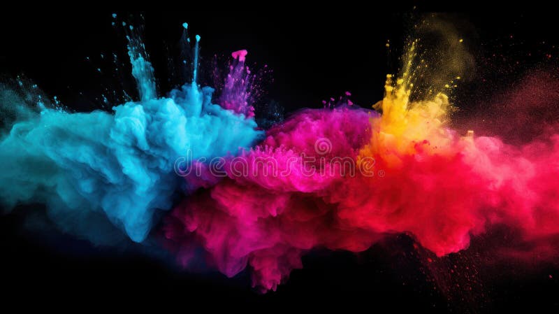 Colorful Powder Explosion on Black Background AI Generated Stock ...