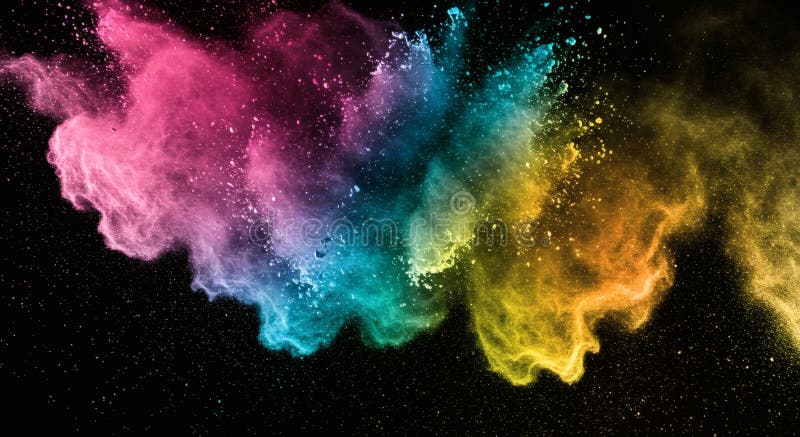 Colorful Powder Explosion on Black Background for Creative Visual ...