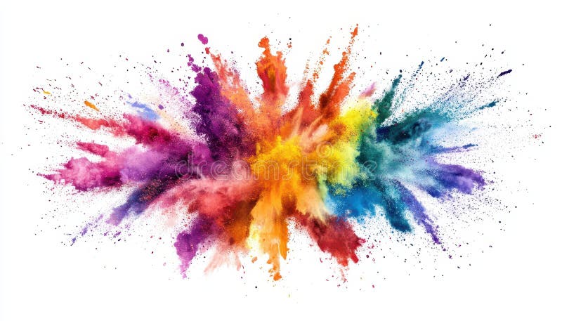 Colorful Powder Explosion Creating a Chaotic Splash of Paint on White ...