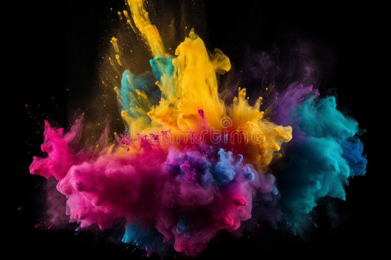 Colorful Powder Explosion. Generate Ai Stock Illustration ...