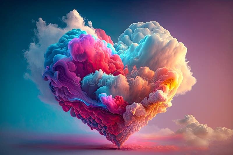 Colorful Powder Explosion in the Heart Shape Stock Illustration ...