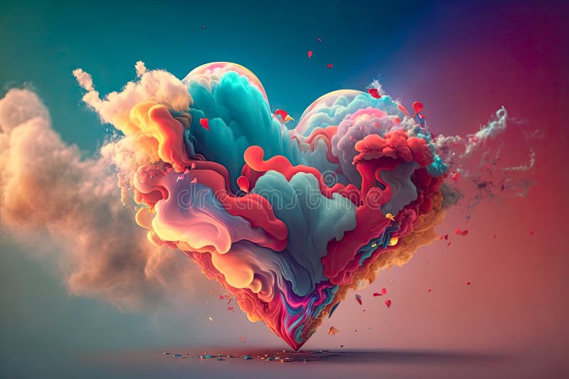 Colorful Powder Explosion in the Heart Shape Stock Illustration ...