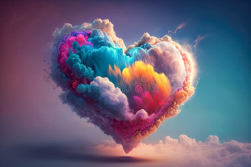 Colorful Powder Explosion in the Heart Shape Stock Illustration ...