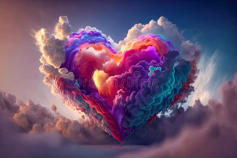 Colorful Powder Explosion in the Heart Shape Stock Illustration ...