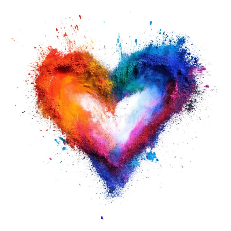Colorful Powder Explosion in Heart Shape for Celebrations Against ...