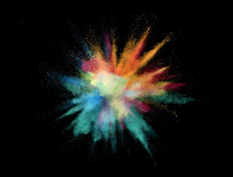 Colorful Powder Explosion Isolated on Black Background Stock Photo ...