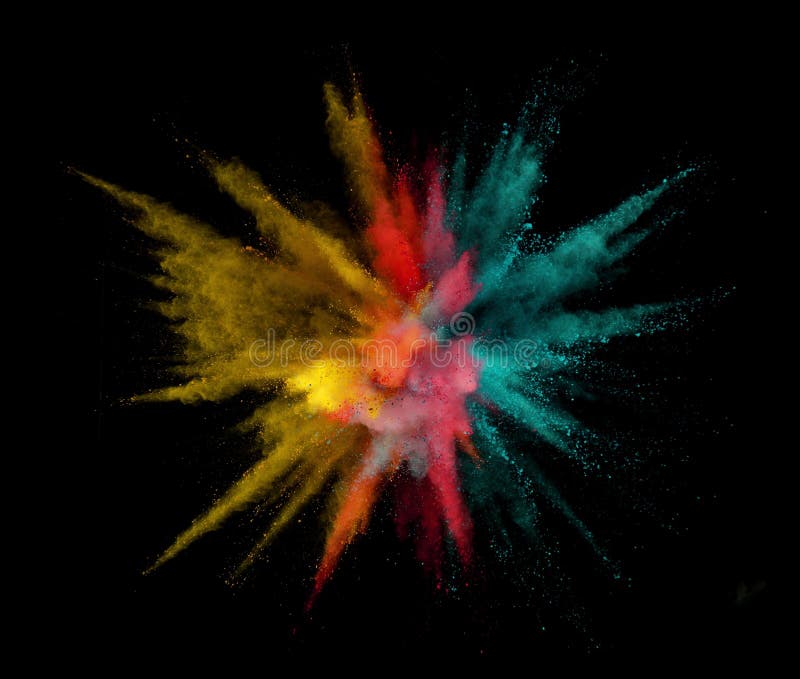 Colorful Powder Explosion Isolated on Black Background Stock Photo ...