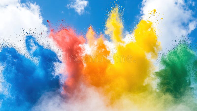 Colorful Powder Explosion, Sky Background, Vibrant, Design Stock Image ...