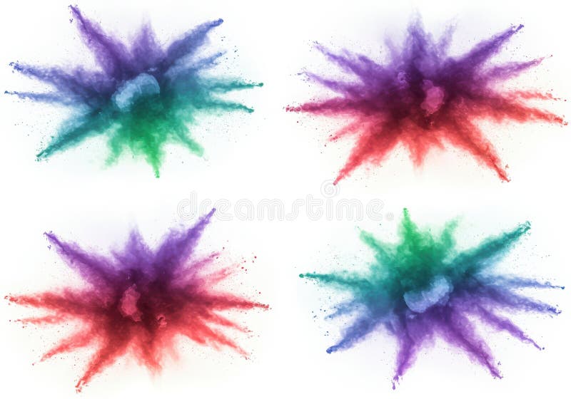Colorful Powder Explosion in Square Format Isolated on White Background ...