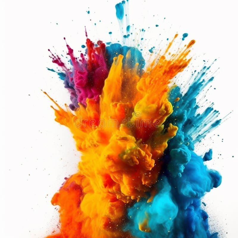Colorful Powder Explosion on White Background. Colored Cloud. Colorful ...