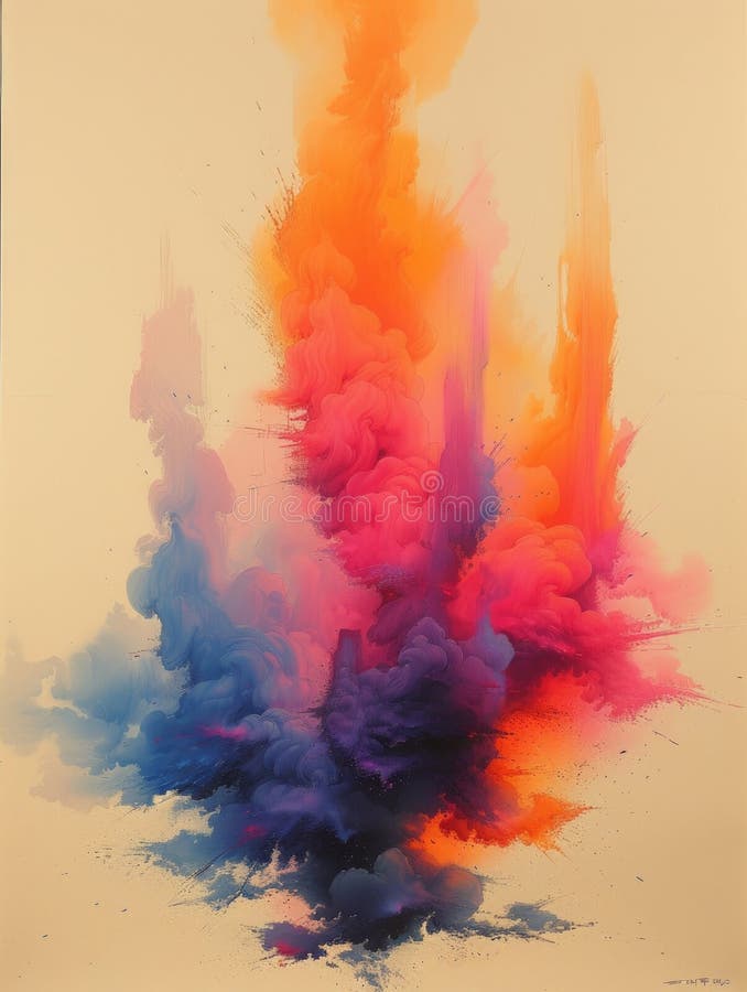 Colorful Powder Explosion on White Background Generative AI Stock ...