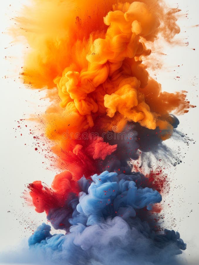 Colorful Powder Explosion on White Background Generative AI Stock ...