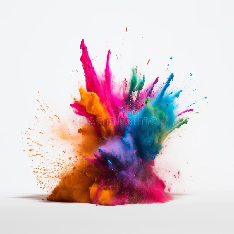 Colorful Powder Explosion on White Background Stock Illustration ...