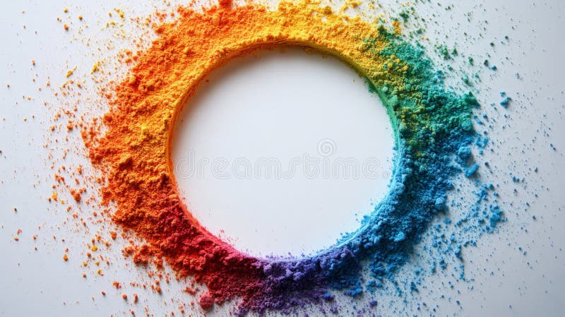 Colorful Powder Forms a Circular Rainbow Shape Stock Illustration ...