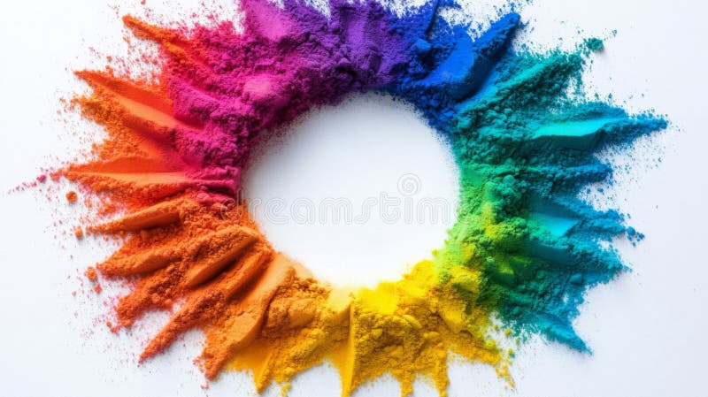 Colorful Powder Forms a Vibrant Rainbow Circle Stock Illustration ...
