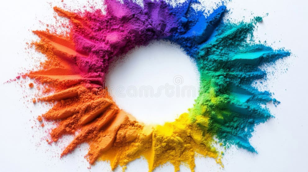 Colorful Powder Forms a Vibrant Rainbow Circle Stock Illustration ...
