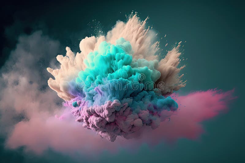 Colorful Powder Paint Burst on Blue Background. AI Stock Image - Image ...