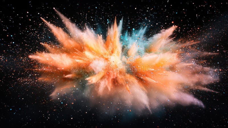 Colorful Powder Paint Holi Speed Exploding on a Black Background ...