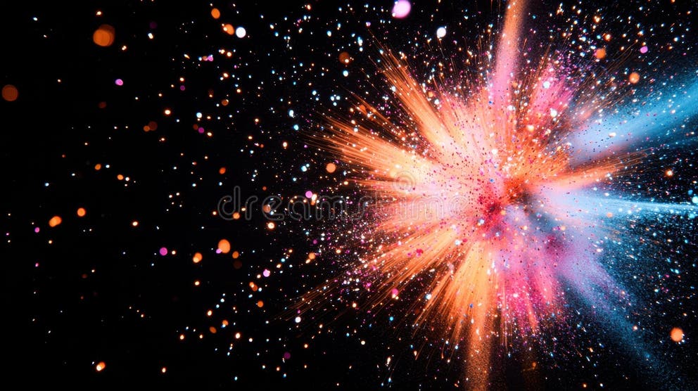 Colorful Powder Paint Holi Speed Exploding on a Black Background ...