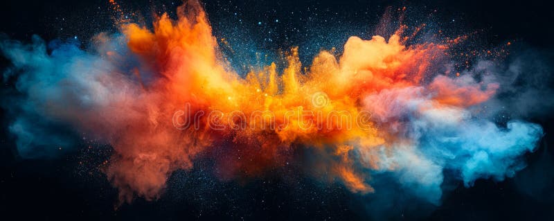 Colorful Powder Particles Exploding Creating a Vibrant Cloud of Colors ...