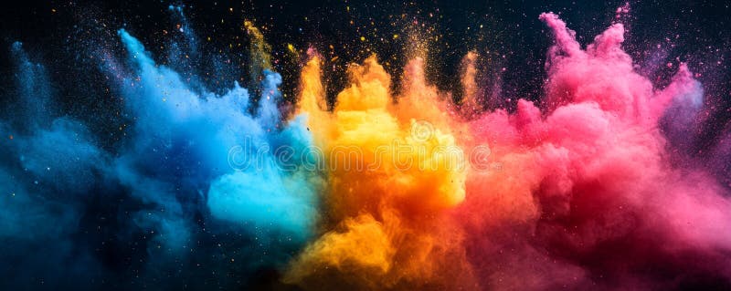 Colorful Powder Particles Exploding Creating a Vibrant Cloud of Colors ...