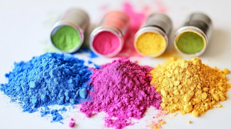 Colorful Powder Pigments in Metallic Containers Stock Illustration ...
