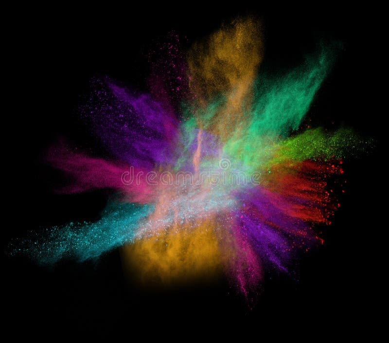 Colorful Powder Splash on Black Background Stock Image - Image of ...