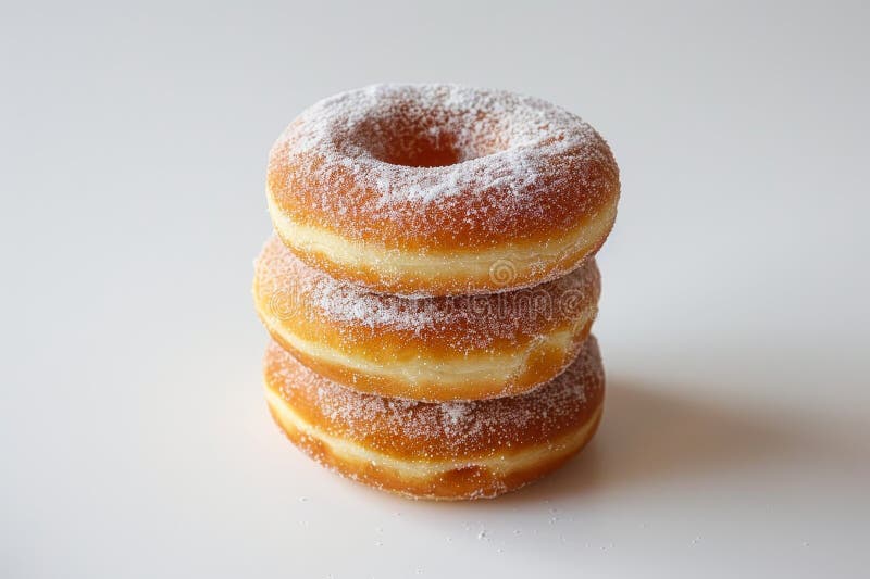 Colorful Powdered Donuts Stack on Plain Background, Emphasizing Shape ...