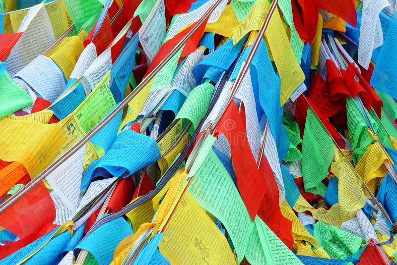 Colorful prayer flags stock image. Image of background - 13215053