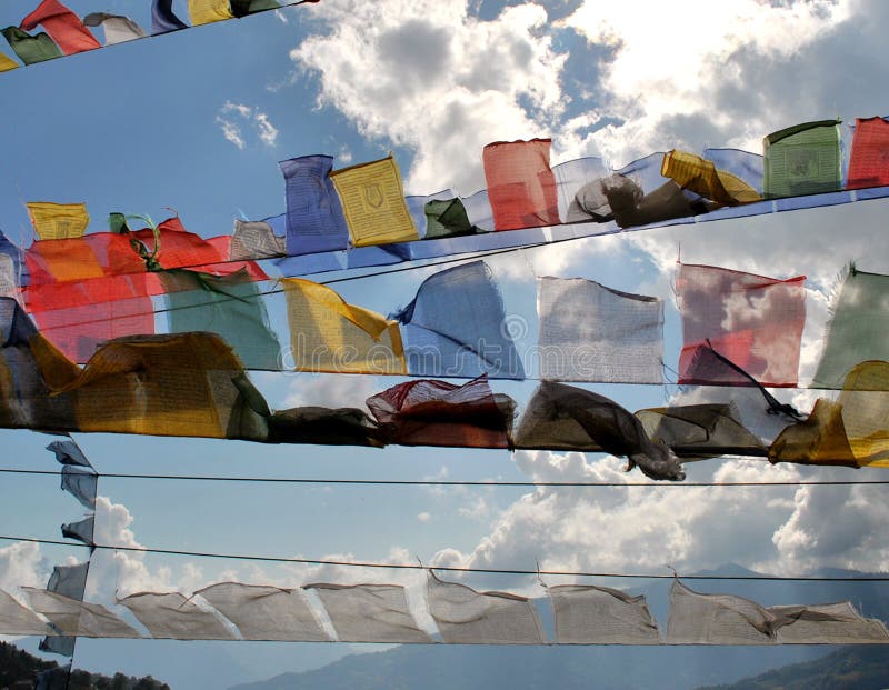 Colorful Prayer Flags Flutter Look Mesmerizing Stock Image - Image of ...