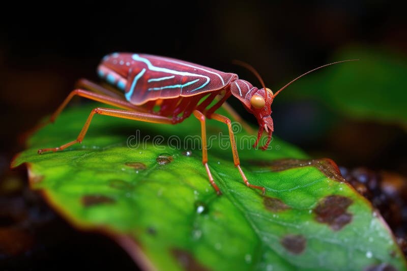 A Colorful Praying Mantis on a Lush Leaf Stock Illustration ...