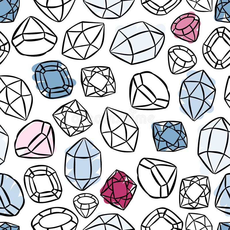 Colorful Precious Stones Seamless Pattern on White Stock Vector ...