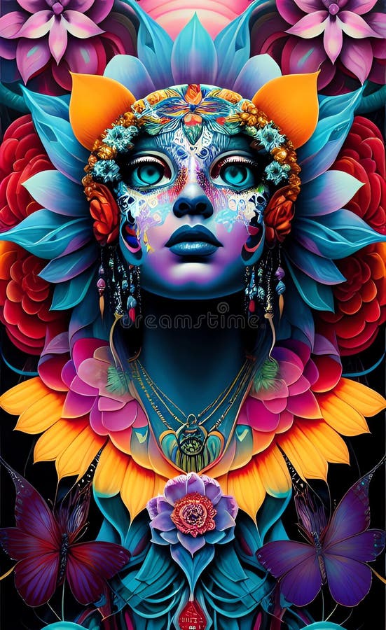 The Flower Princess-AI Generated Art Stock Illustration - Illustration ...
