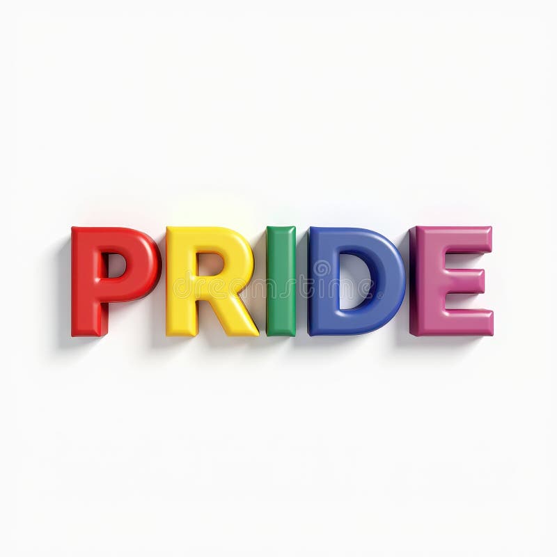 Colorful PRIDE Text in 3D Letters on a White Background. Stock ...